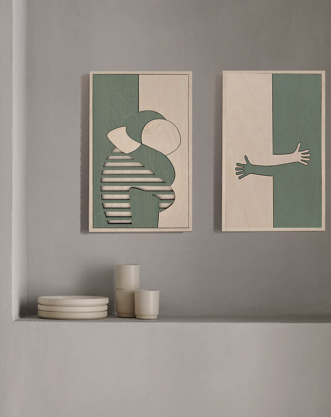Handmade artwork of a hug by KOLEKTO. A Unique gift.