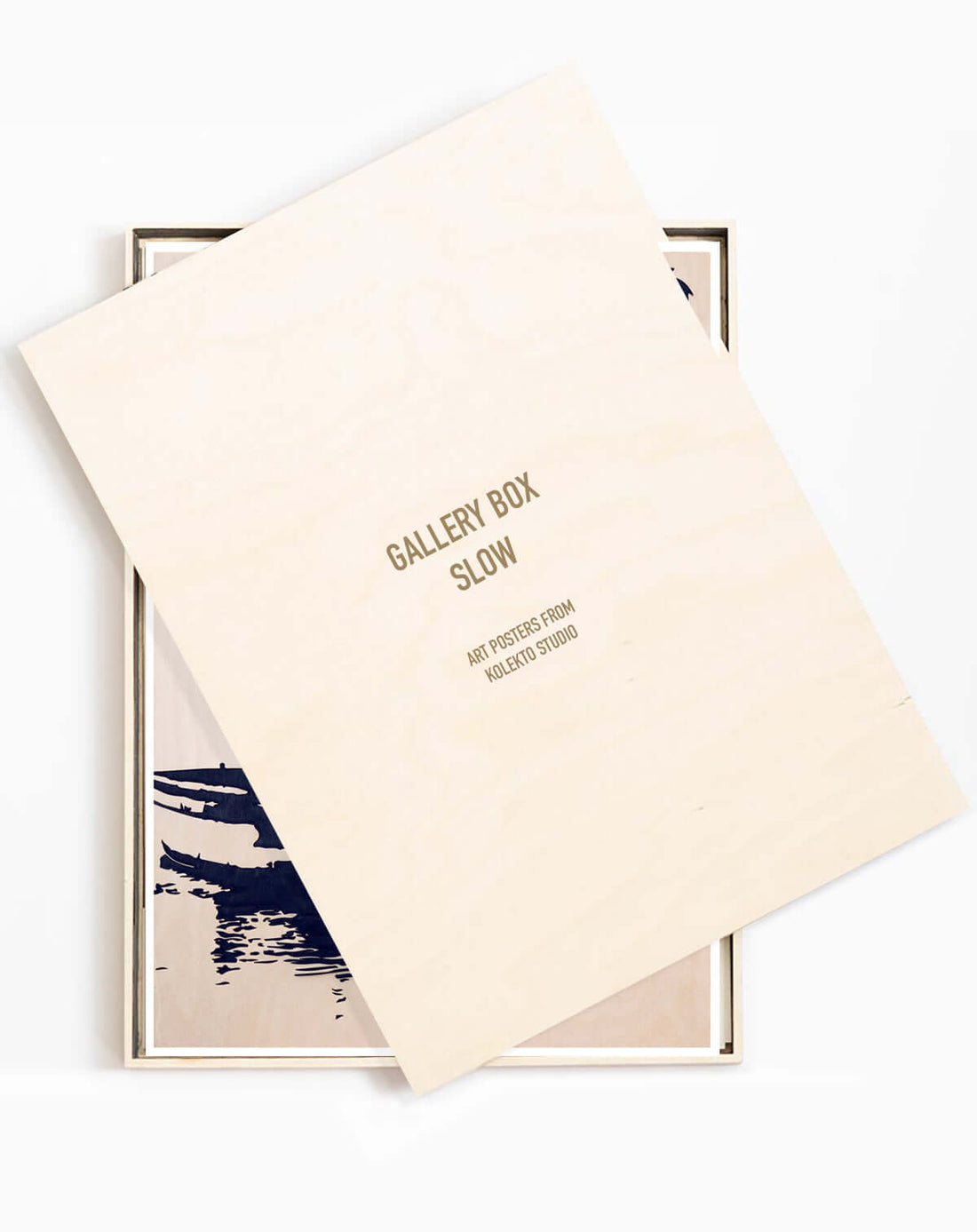 Gallery box with handmade artworks or art prints.